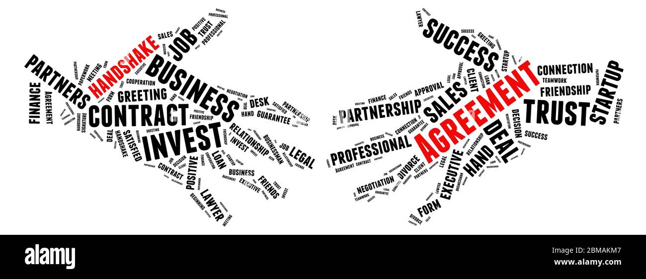 Agreement handshake shape word cloud concept on white background Stock ...