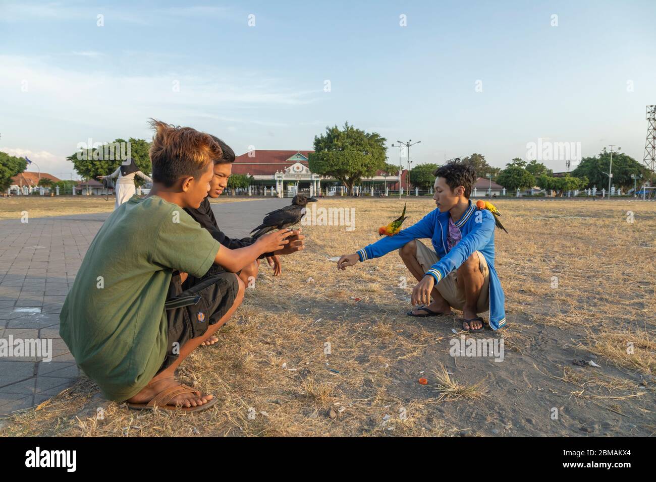 Yogyakarta, Indonesia - July 16, 2019: A group of boys play with their ...