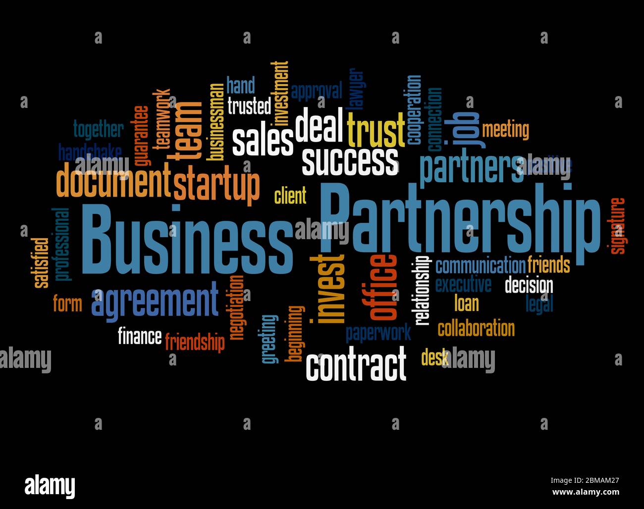 Business partnership word cloud concept on black background Stock Photo ...