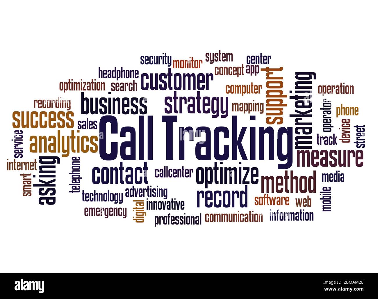 Call Tracking (marketing technology) word cloud concept on white ...