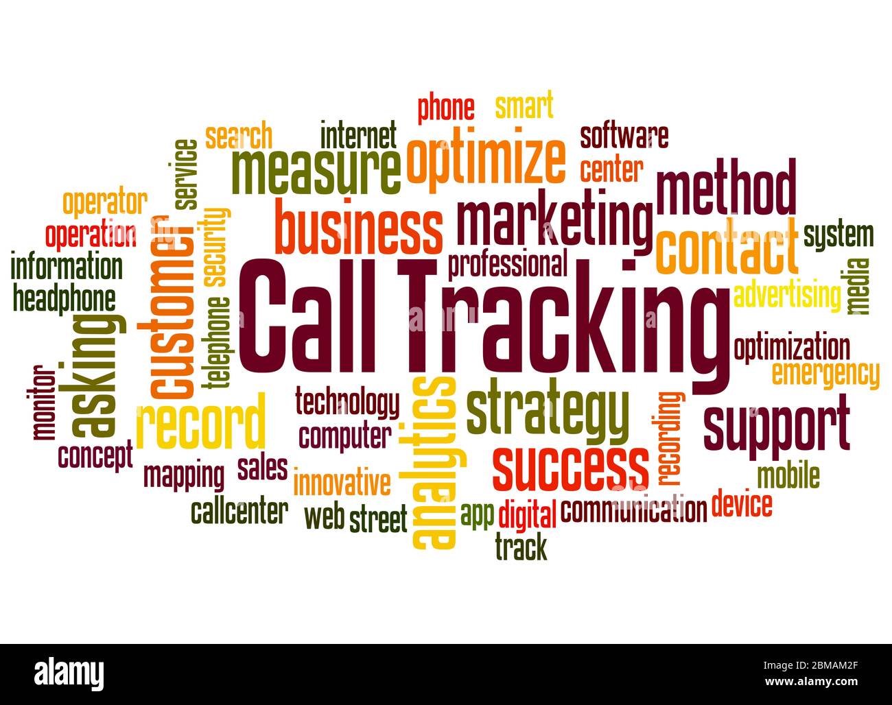 Call Tracking (marketing technology) word cloud concept on white ...
