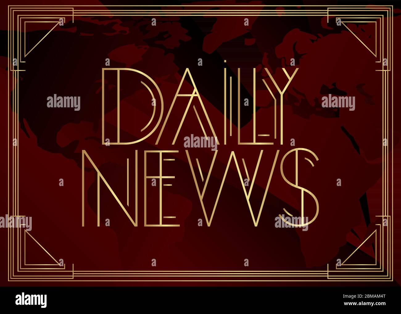 Art Deco Daily News text. Decorative greeting card, sign with vintage ...