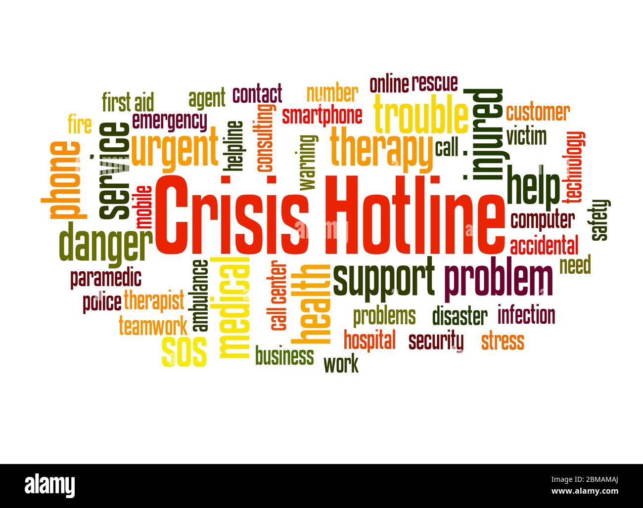 Crisis hotline word cloud concept on white background Stock Photo - Alamy