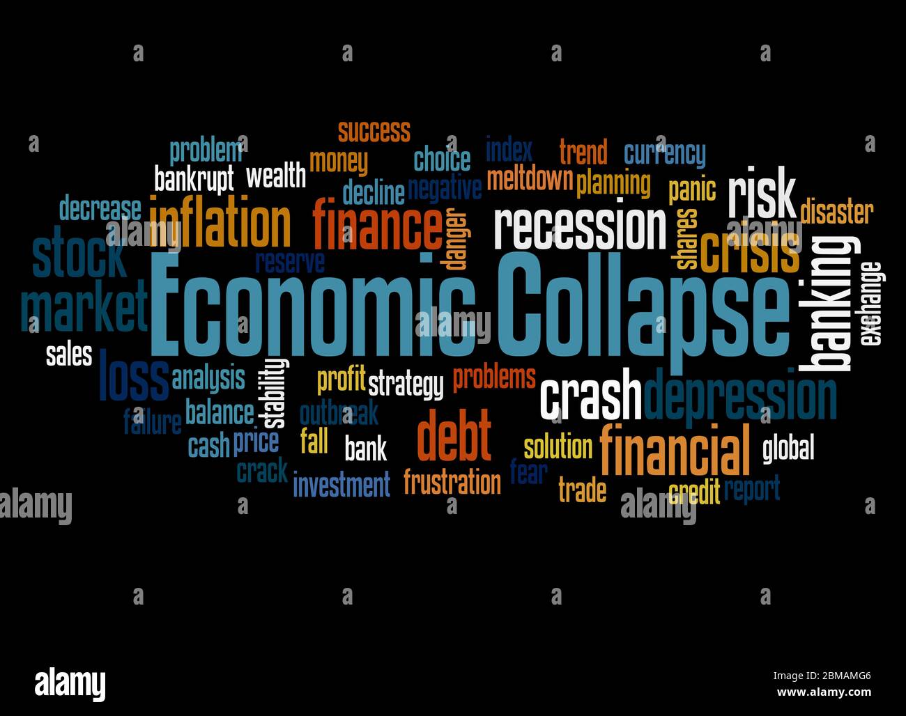 Economic Collapse word cloud concept on black background Stock Photo ...