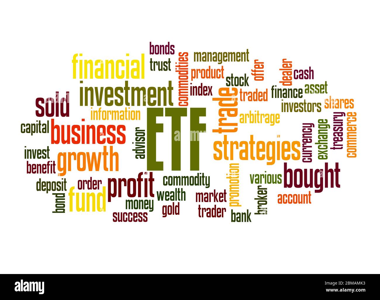 ETF exchange trades funds word cloud concept on white background Stock ...