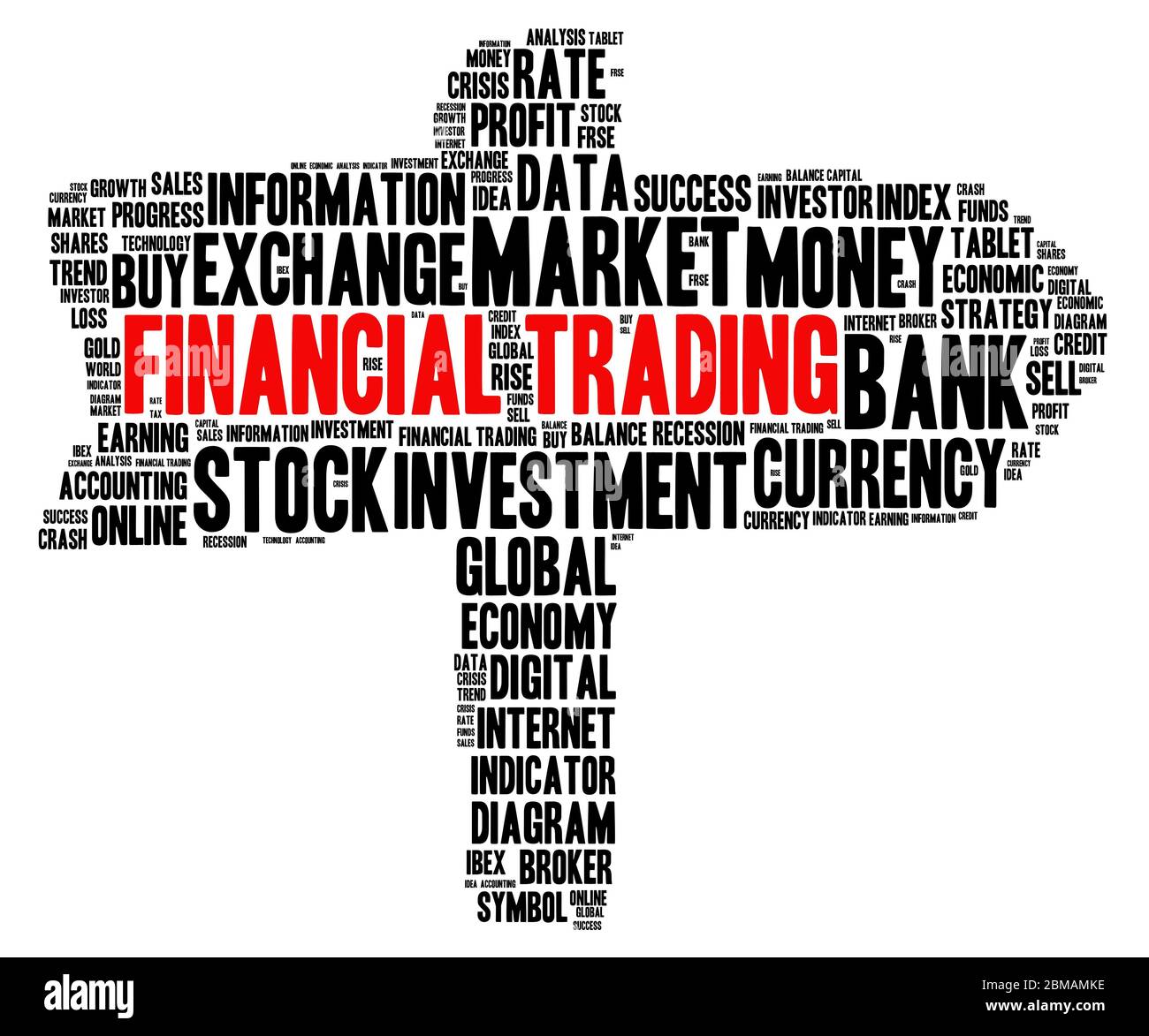 Financial trading direction sign shaped word cloud concept on white ...