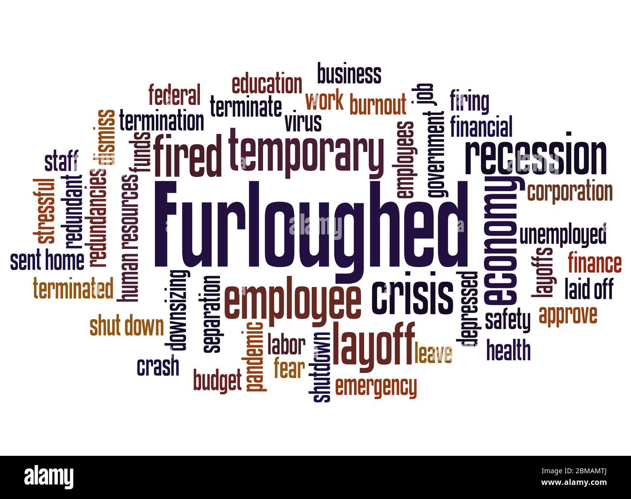 Furloughed word cloud concept on white background Stock Photo - Alamy