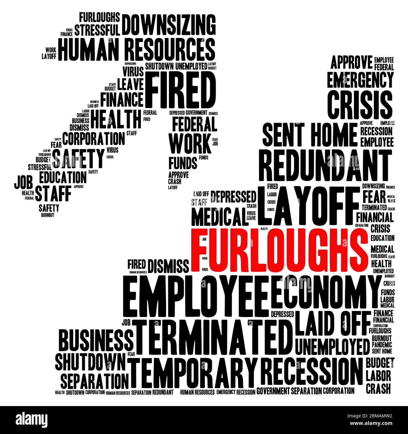 Furloughs increase shaped word cloud concept on white background Stock ...