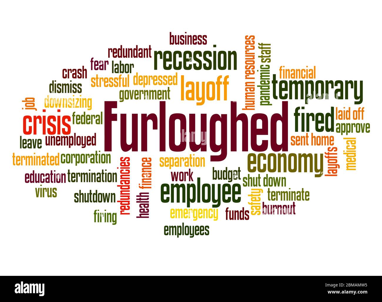 Furloughed word cloud concept on white background Stock Photo - Alamy
