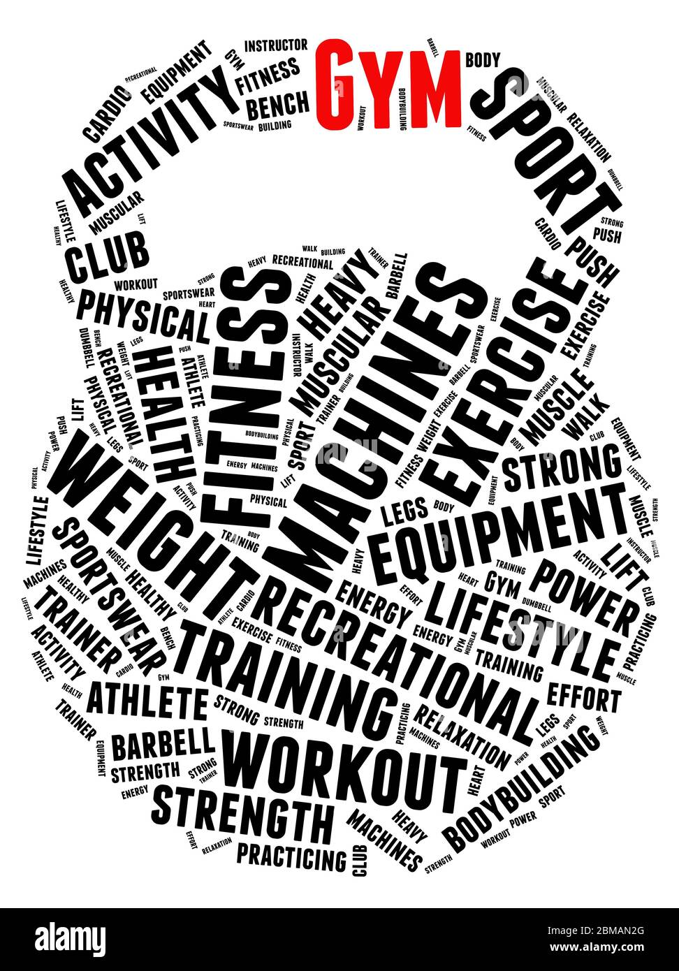 Gym dumbbell shaped word cloud concept on white background Stock Photo ...