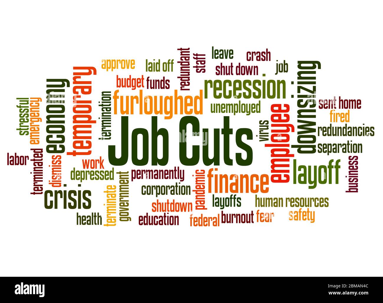 Job cuts word cloud concept on white background Stock Photo - Alamy
