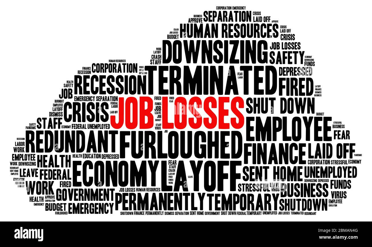 Job losses word cloud shaped concept on white background Stock Photo ...