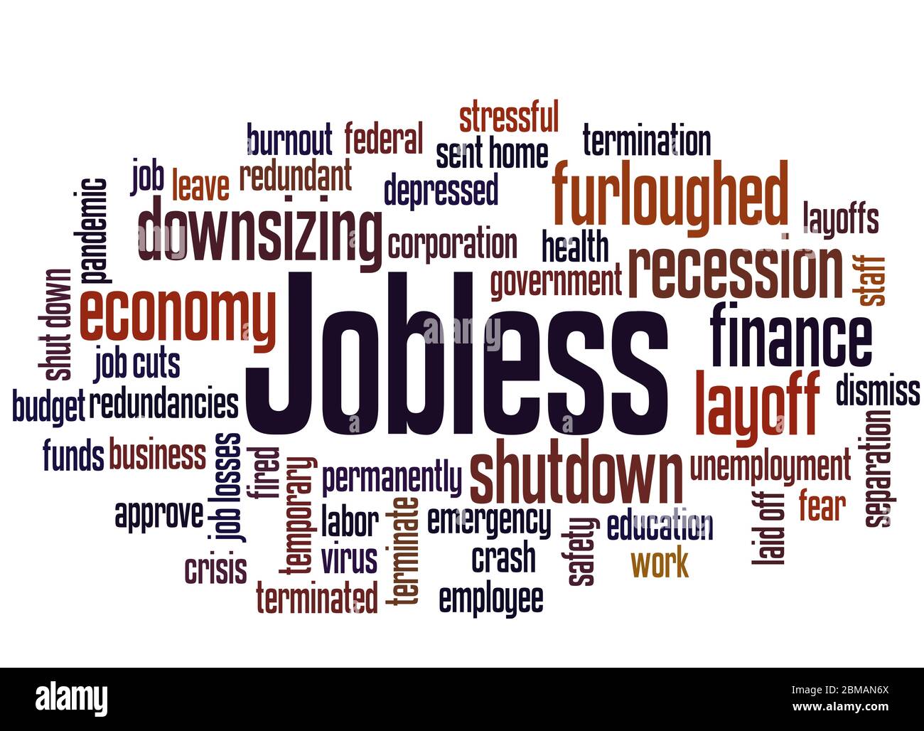 Jobless word cloud concept on white background Stock Photo - Alamy