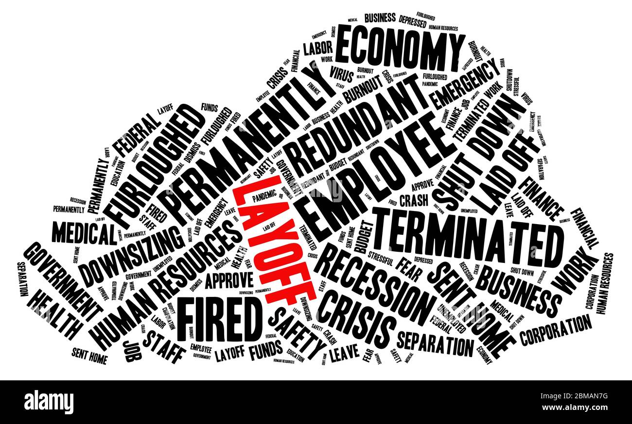 Layoff word cloud shaped concept on white background Stock Photo - Alamy