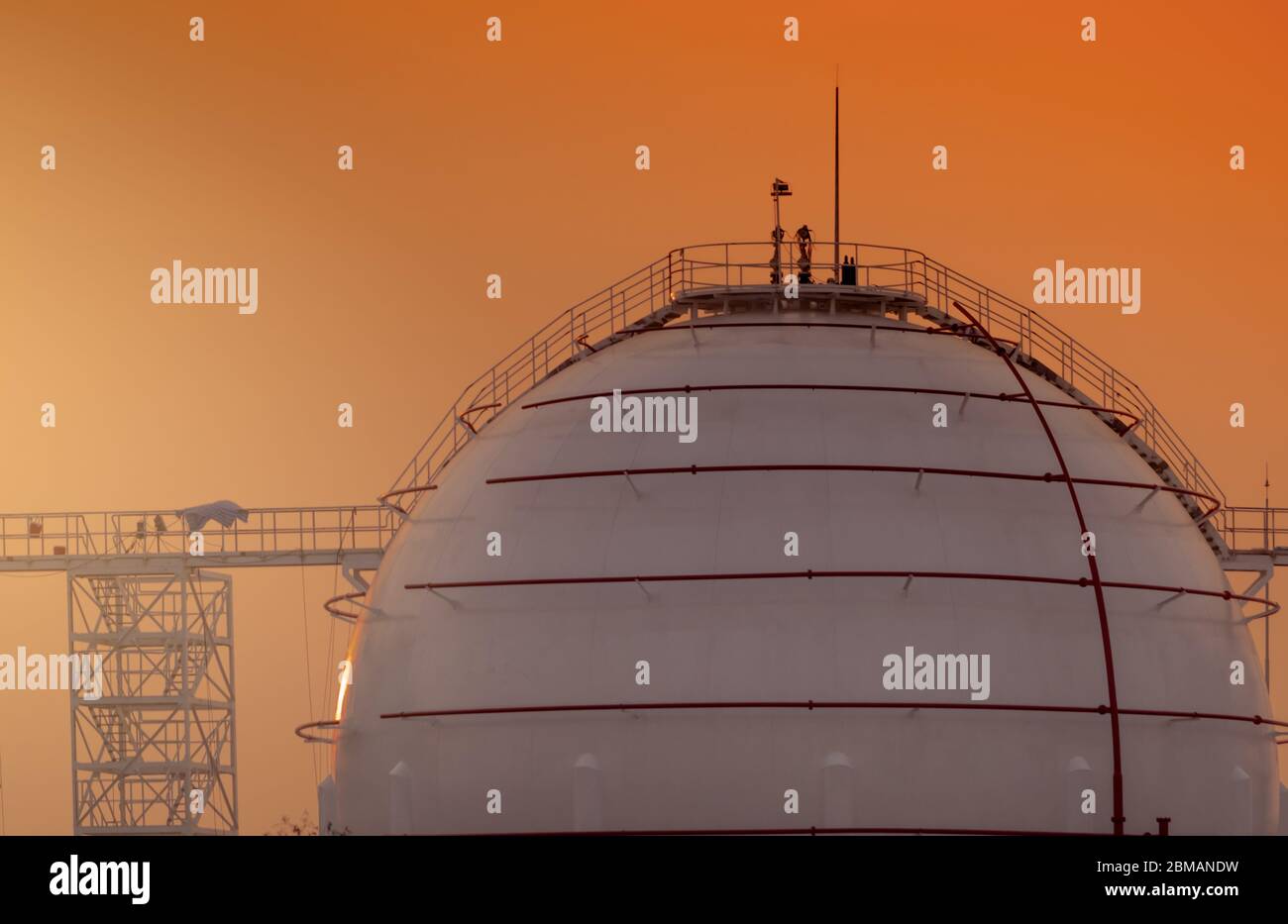 Industrial gas storage tank. LNG or liquefied natural gas storage tank ...