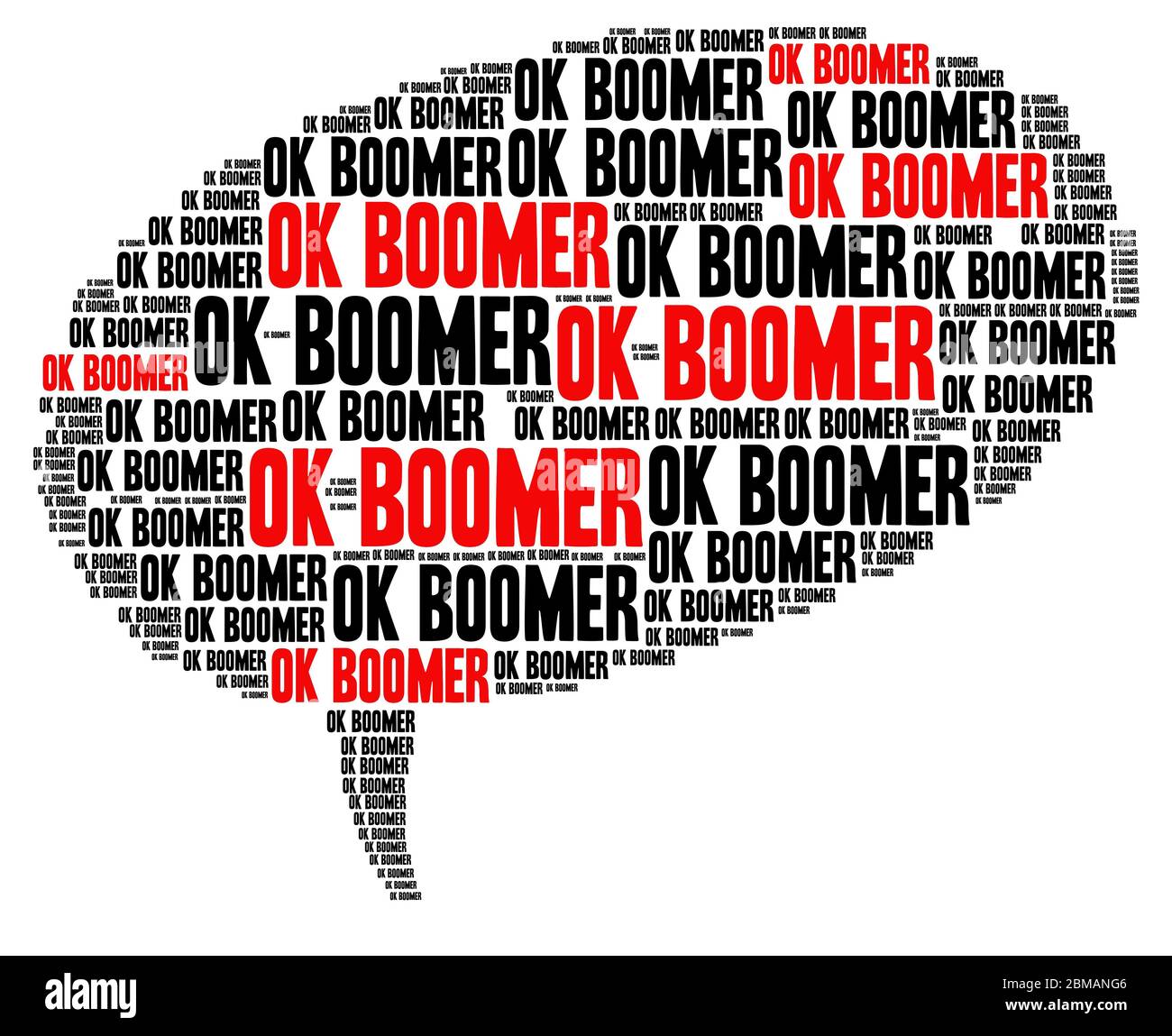 OK boomer speech bubble shaped word cloud concept on white background ...
