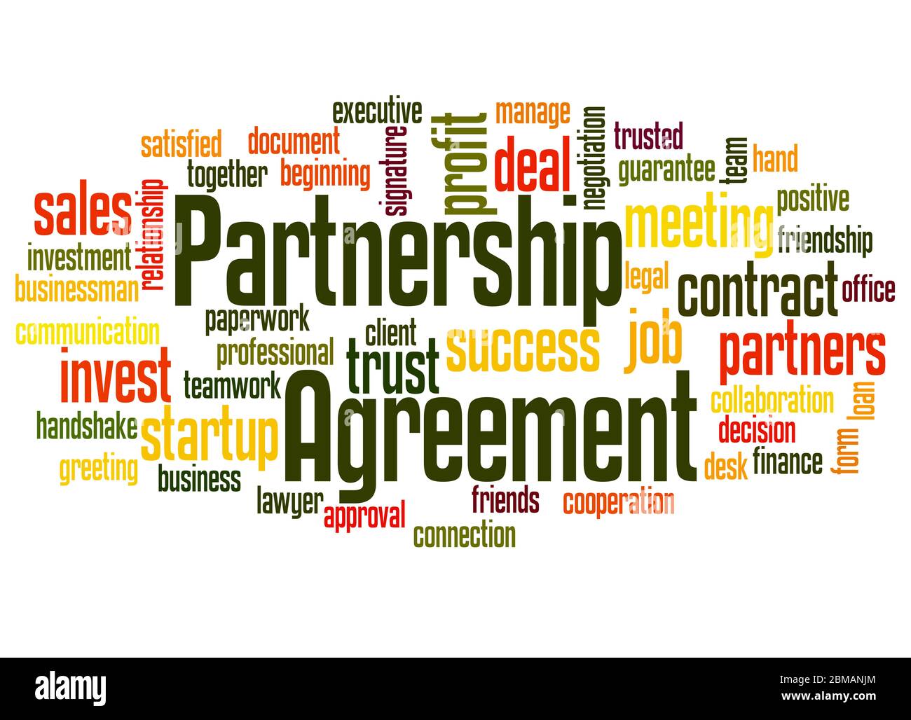 Partnership agreement word cloud concept on white background Stock ...