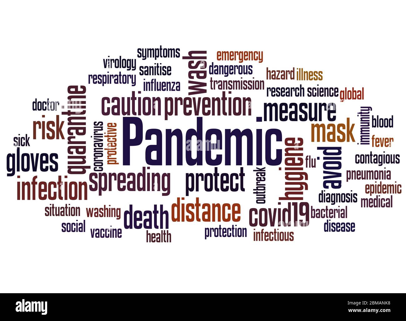 Pandemic word cloud concept on white background Stock Photo - Alamy