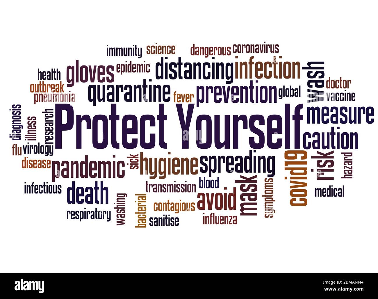 Protect yourself word cloud concept on white background Stock Photo - Alamy