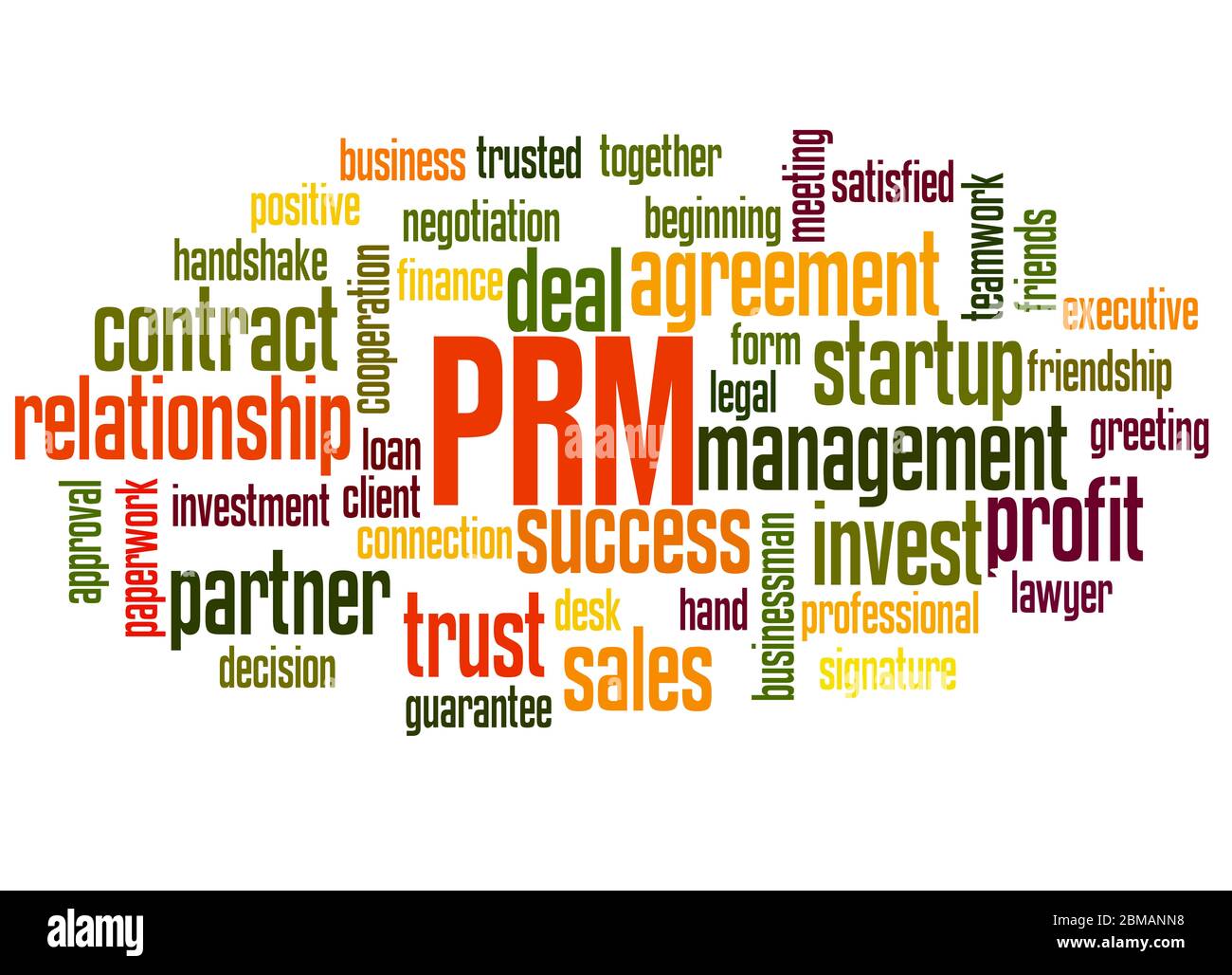 PRM - partner relationship management, word cloud concept on white ...