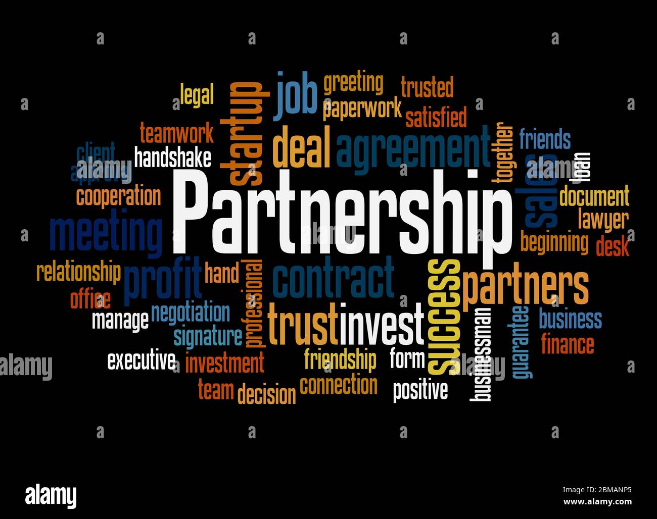 Partnership word cloud concept on black background Stock Photo - Alamy