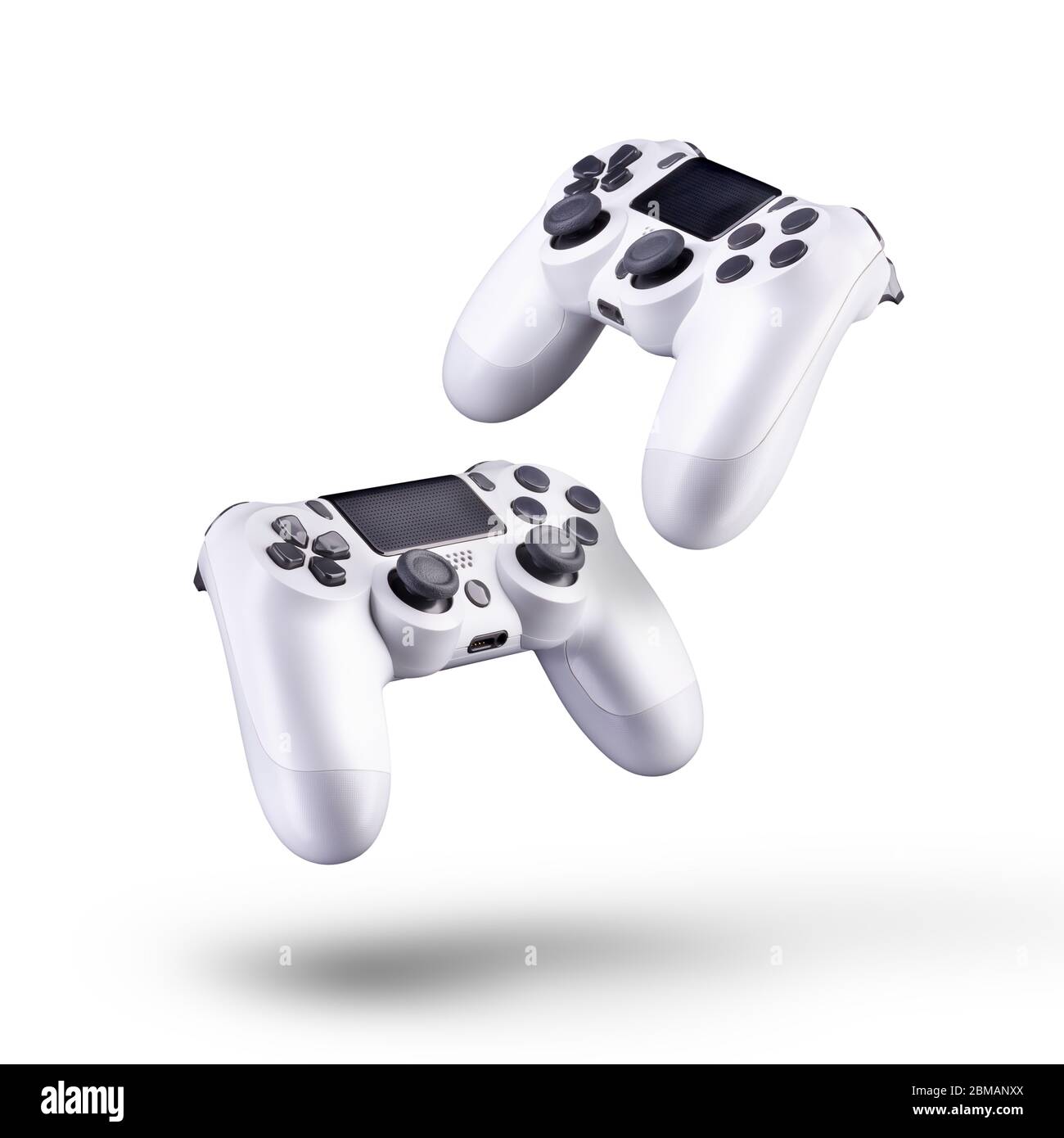Set of white video game joysticks gamepad isolated on a white ...