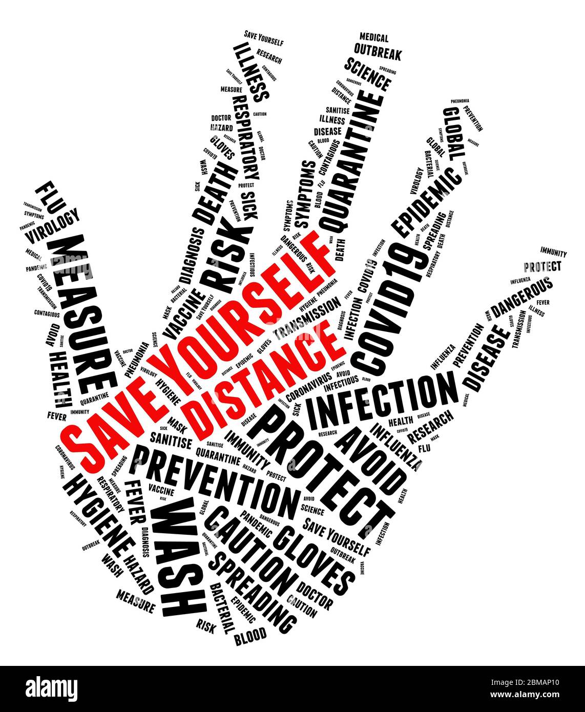 Save yourself hand shape word cloud concept on white background Stock ...
