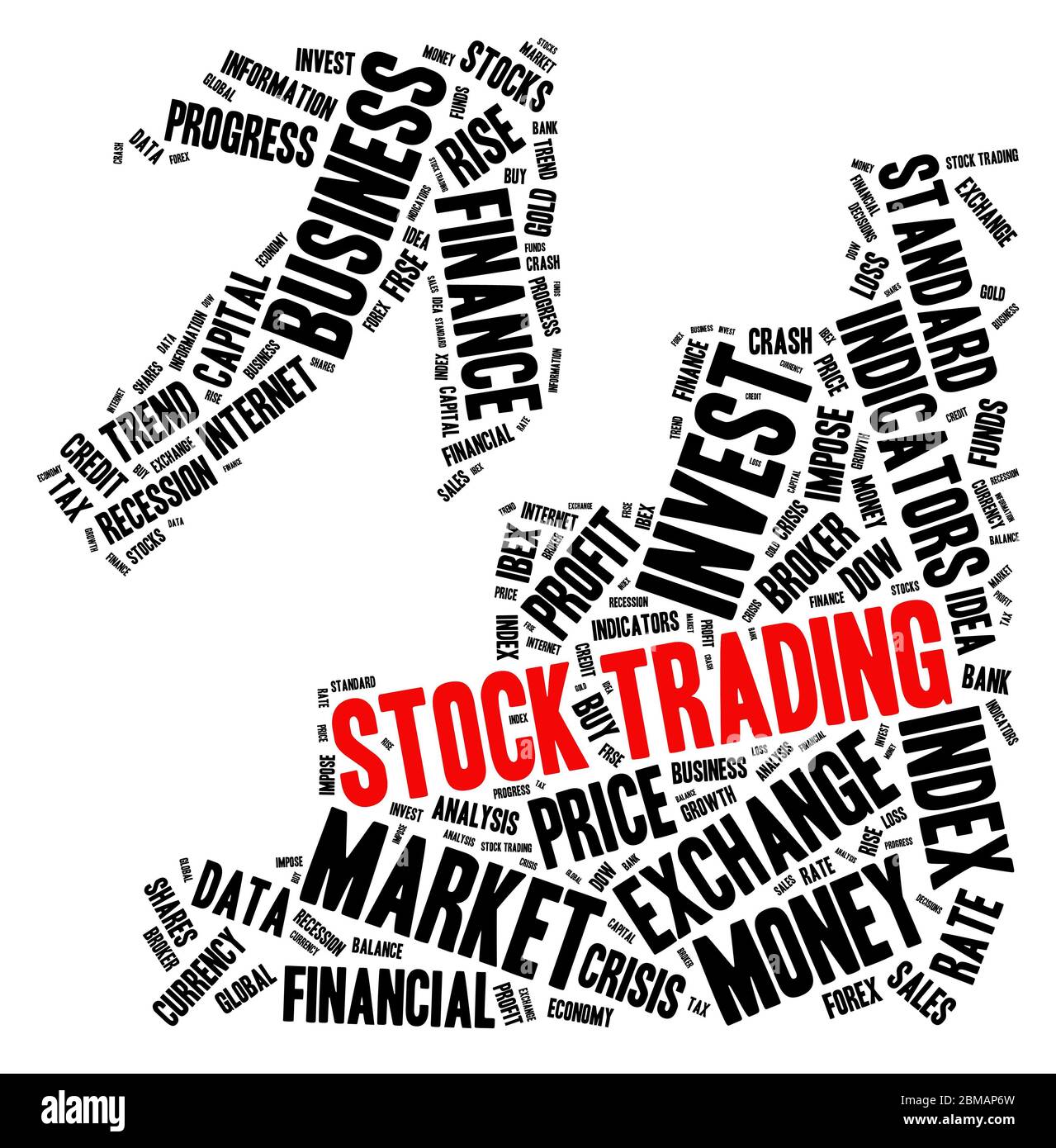 Stock trading increase shaped word cloud concept on white background ...