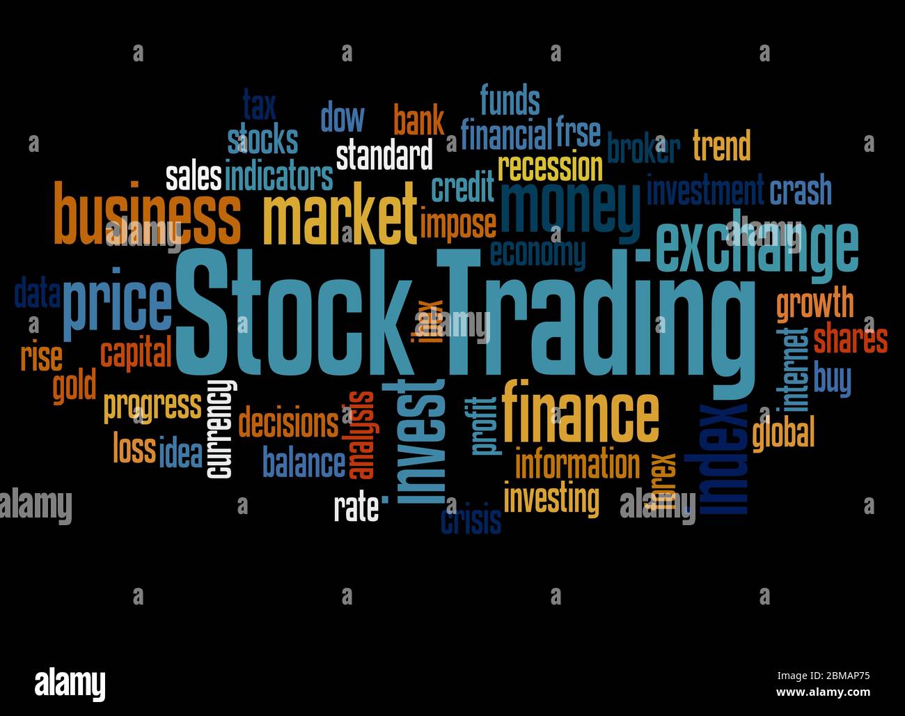 Stock trading word cloud concept on black background Stock Photo - Alamy