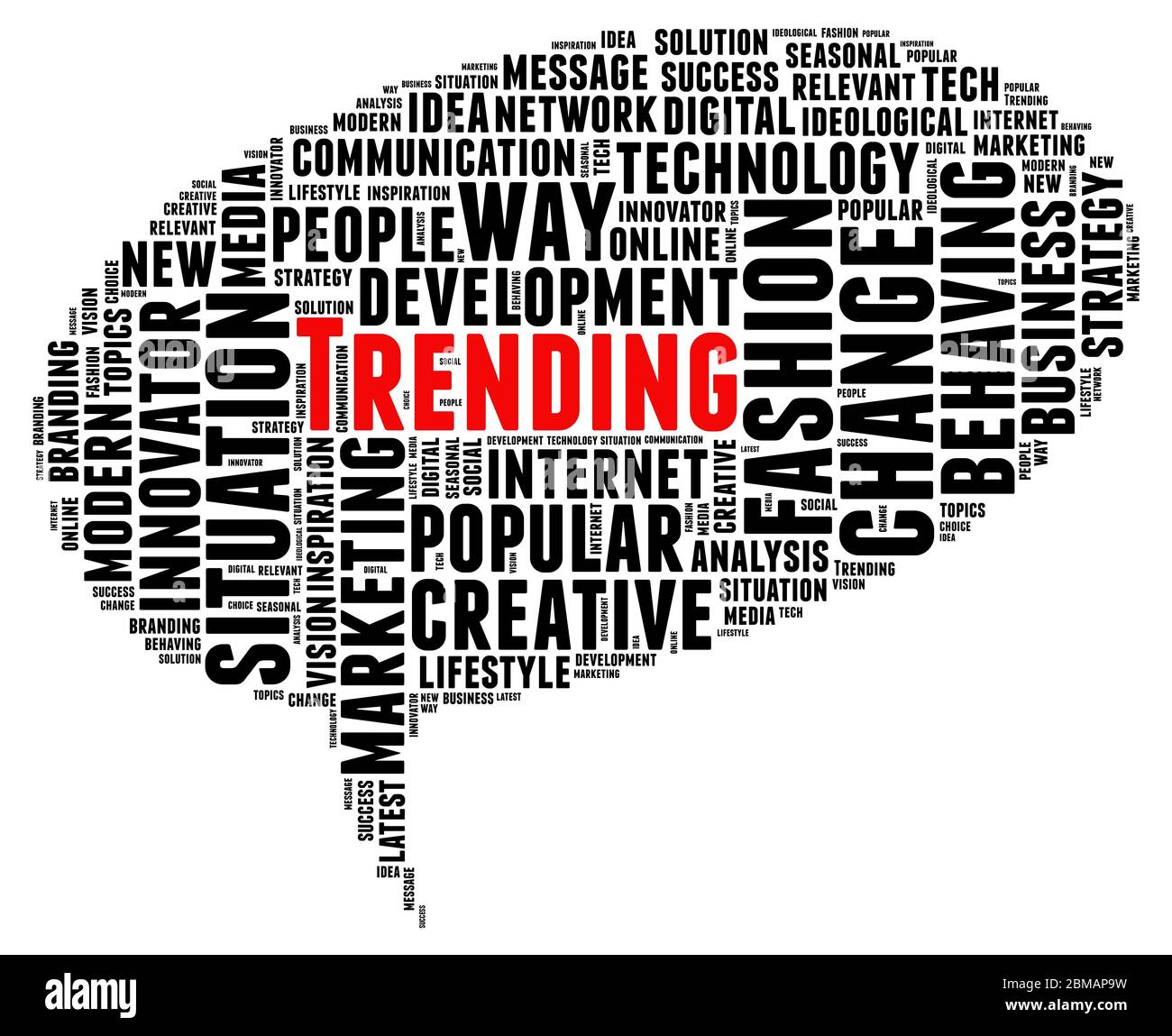 Trending word speech bubble shaped cloud concept on white background ...