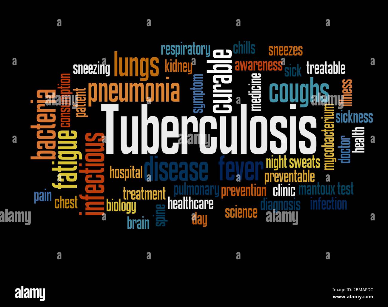 Tuberculosis word cloud concept on black background Stock Photo - Alamy