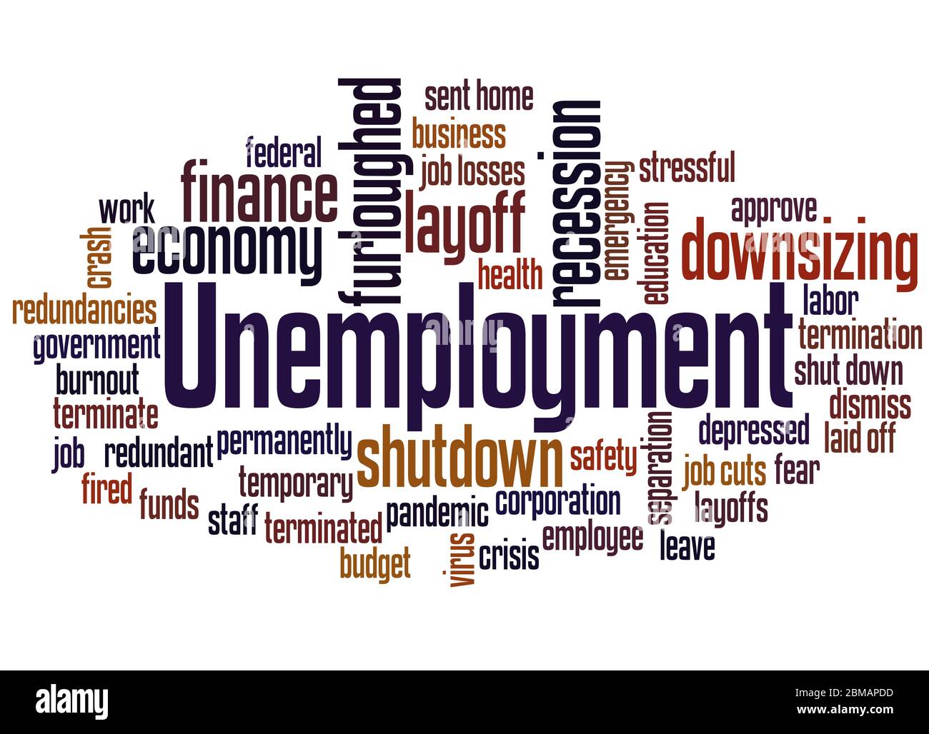 Unemployment word cloud shaped concept on white background Stock Photo ...