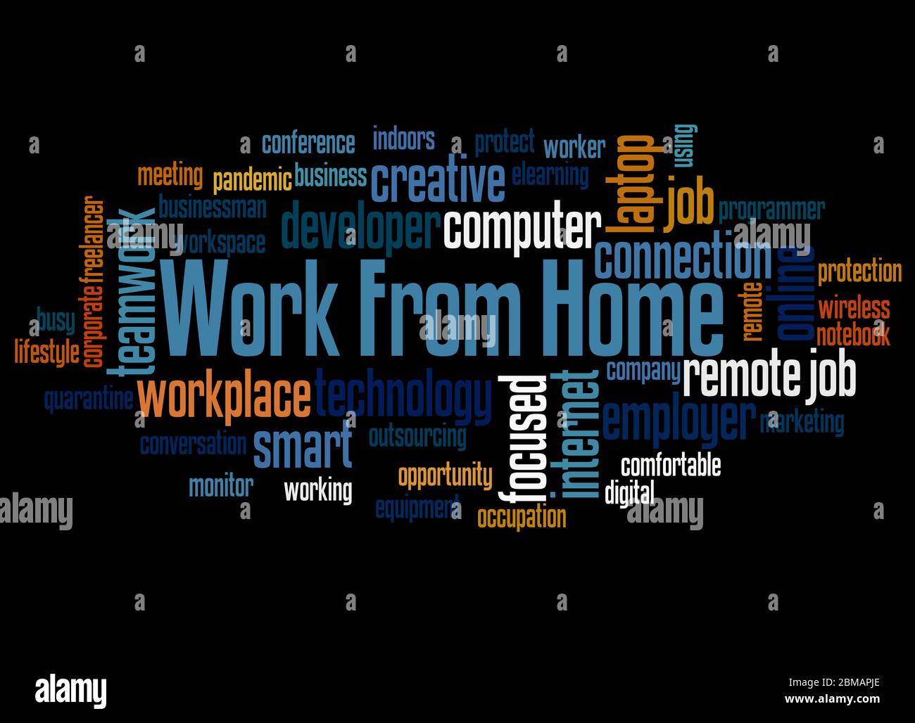 Work From Home word cloud concept on black background Stock Photo - Alamy
