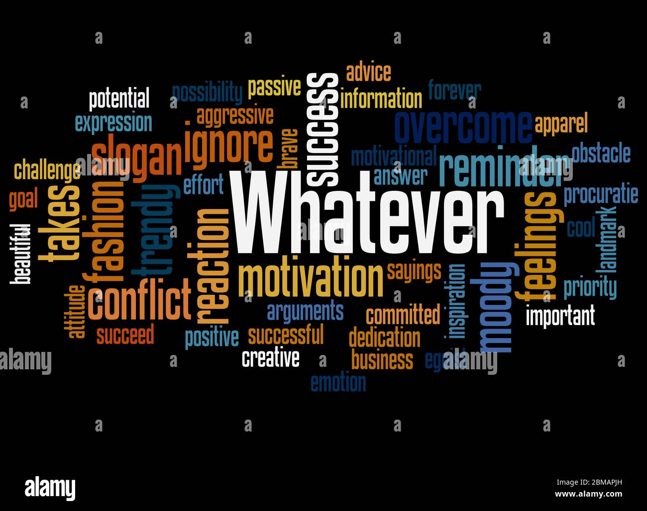 Whatever word cloud concept on black background Stock Photo - Alamy