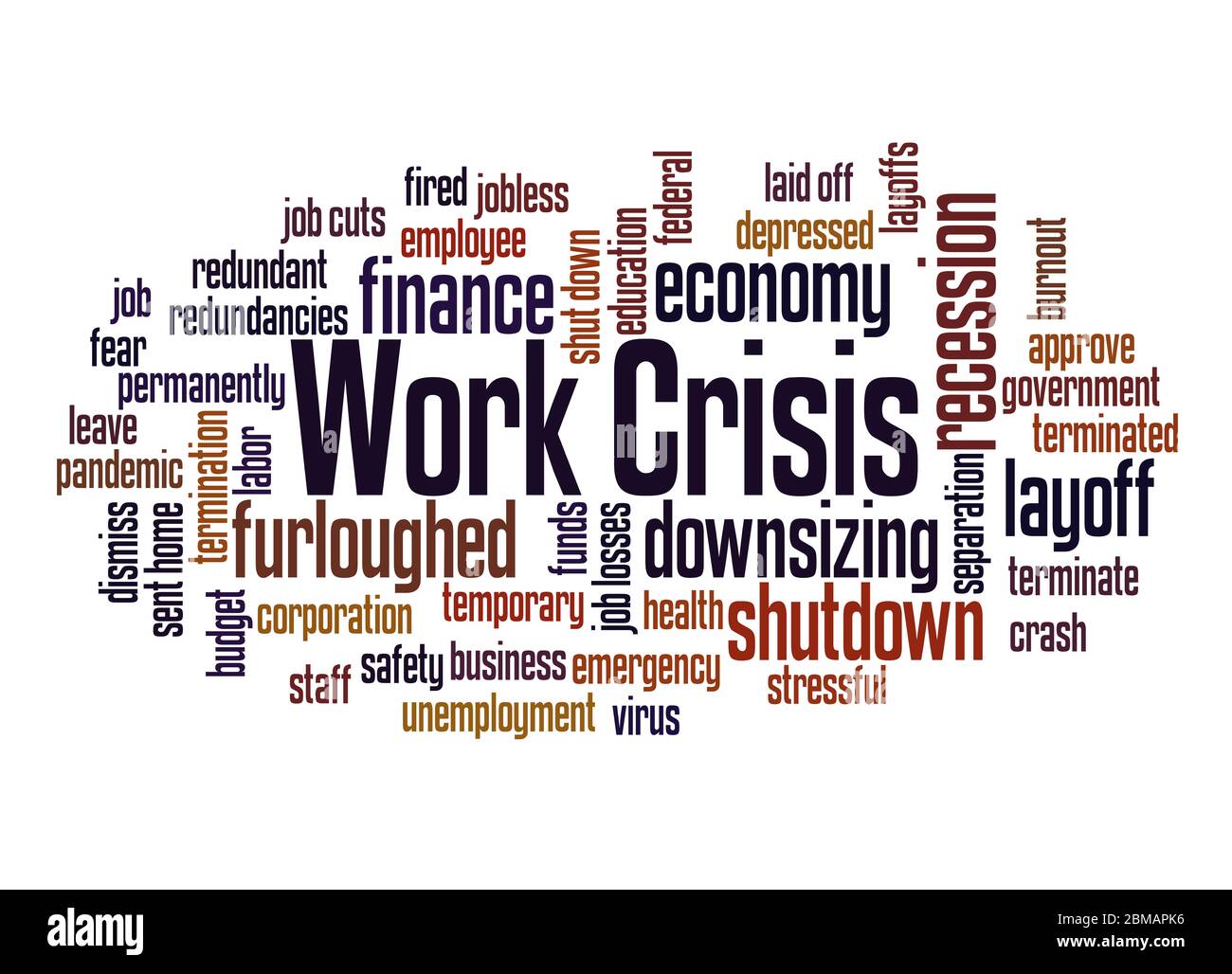 Work crisis cloud concept on white background Stock Photo - Alamy