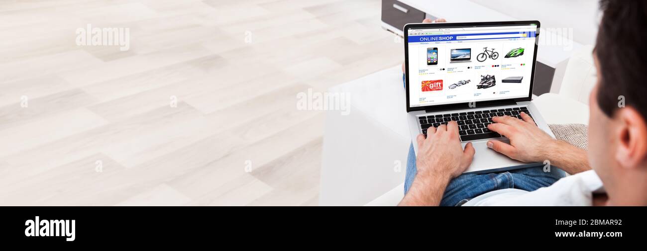 Person laptop online shopping hi-res stock photography and images - Alamy