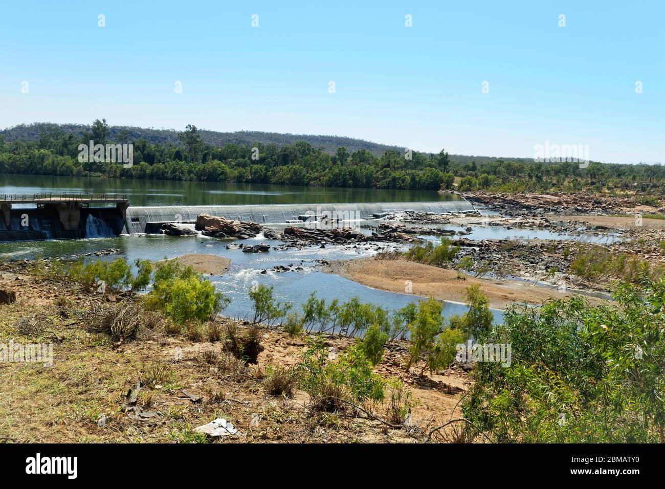 Burdekin Weir on the Burdekin River near Charters Towers Stock Photo ...