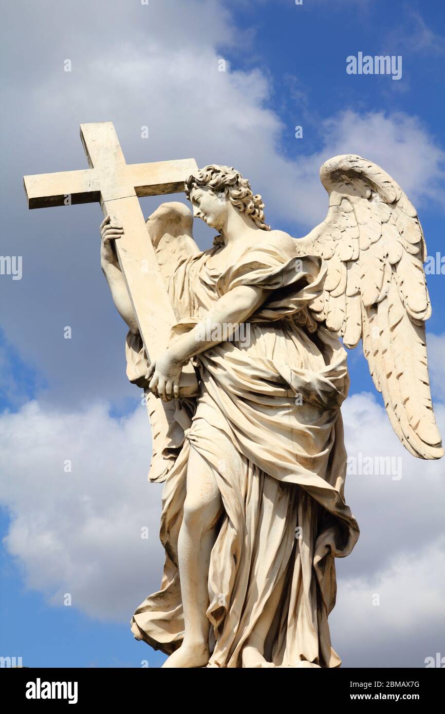 Angel in Rome, Italy. One of the angels at famous Ponte Sant' Angelo ...