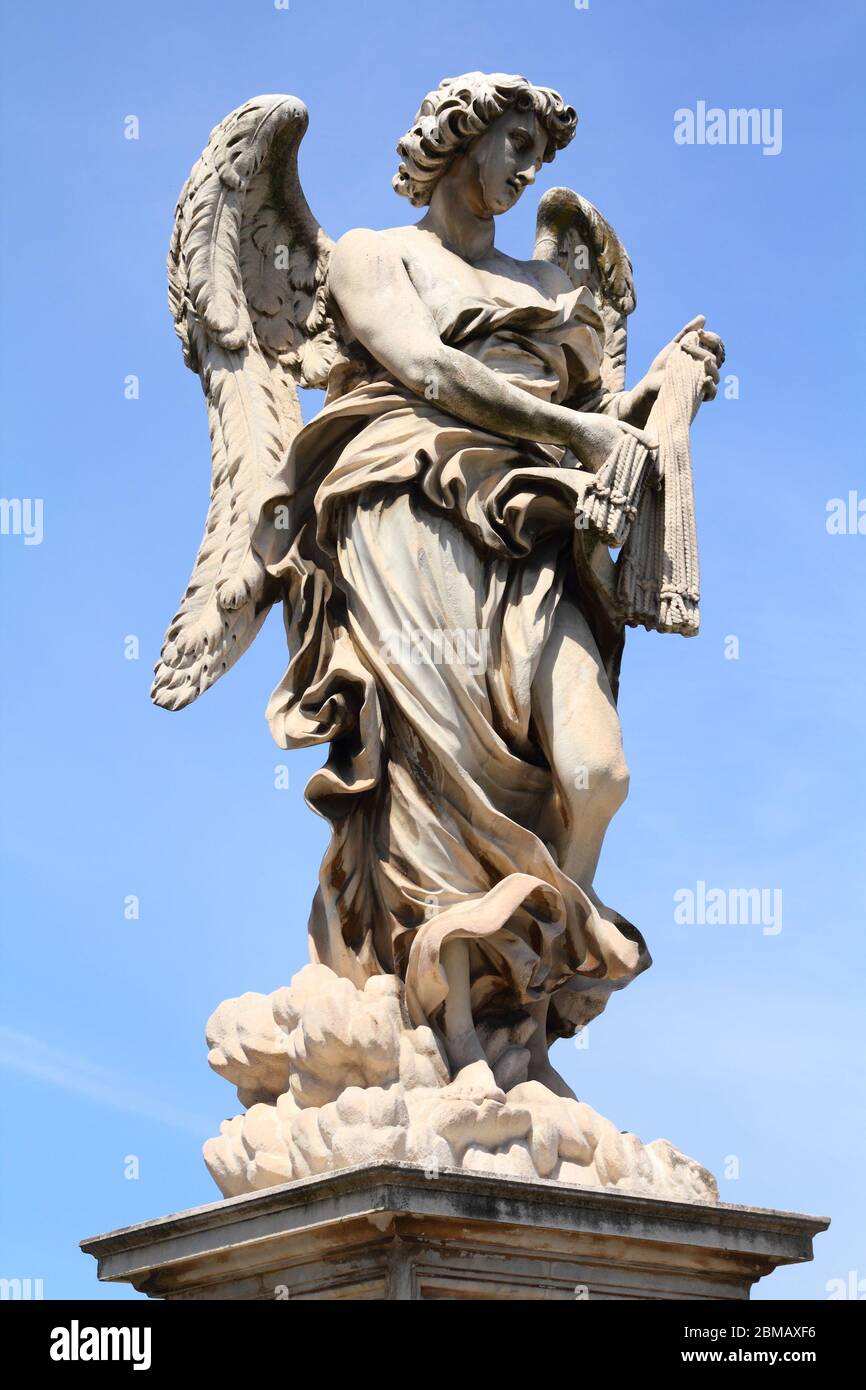 Rome, Italy. One of the angels at famous Ponte Sant' Angelo bridge ...