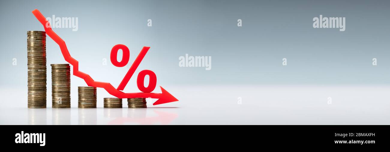 Discount Percentage. Decrease Money Percent Sign Concept Stock Photo - Alamy