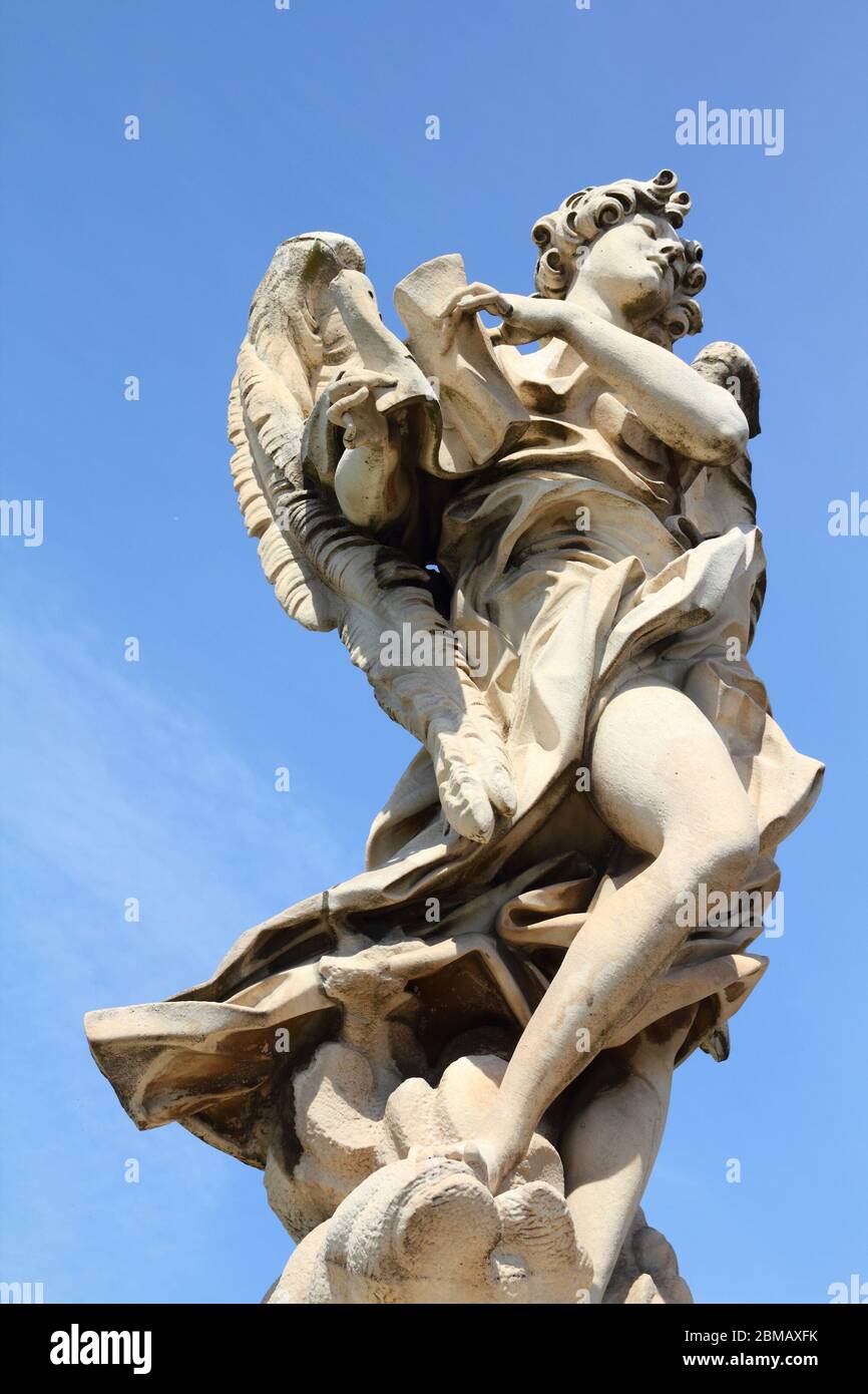 Rome, Italy. One of the angels at famous Ponte Sant' Angelo bridge ...