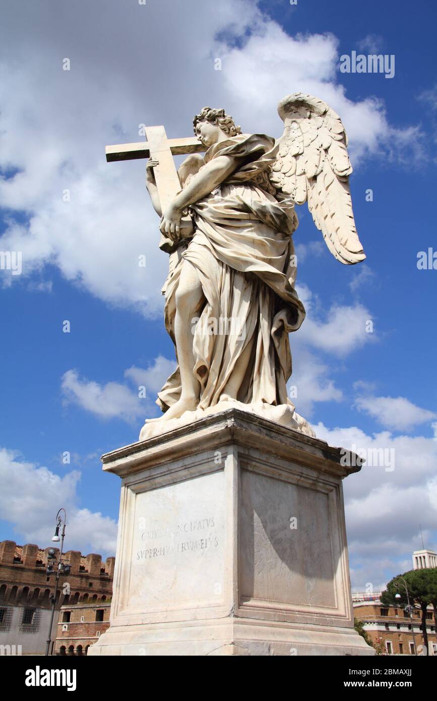 Angel in Rome, Italy. One of the angels at famous Ponte Sant' Angelo ...