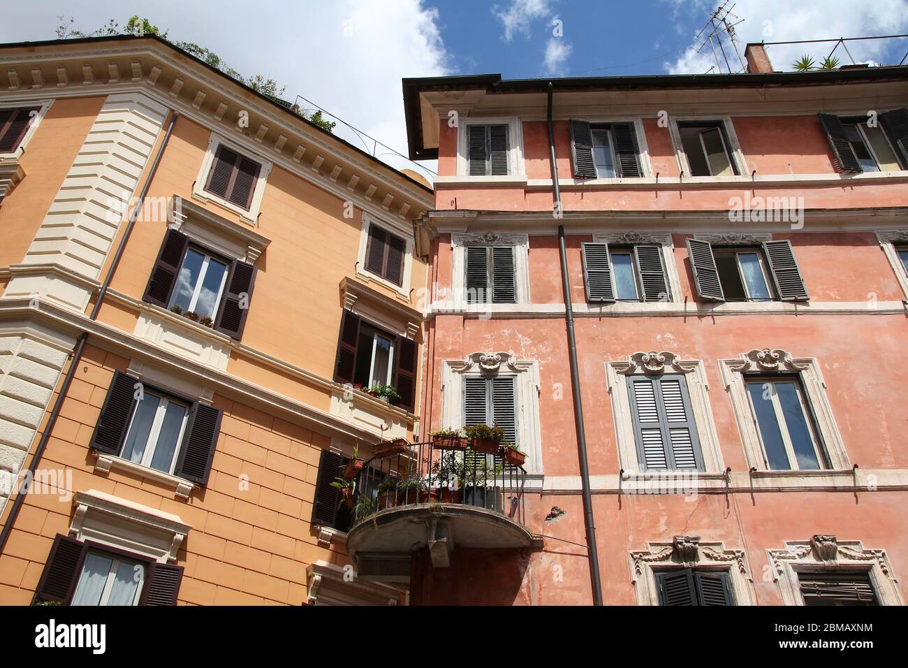 Apartment building view and Mediterranean architecture in Rome, Italy ...