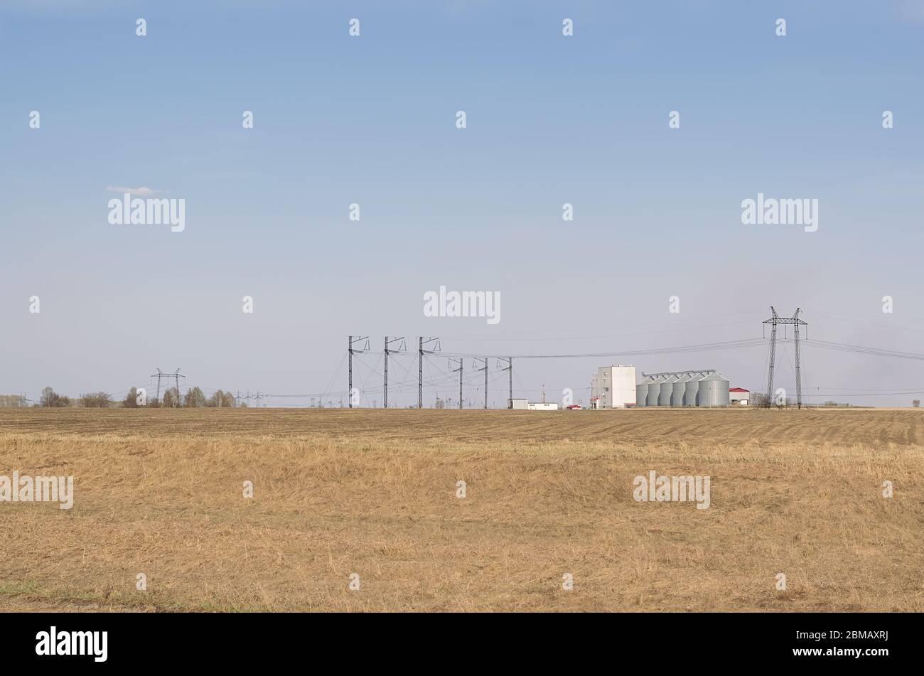 view of an agricultural plant for processing grain and plant crops on ...