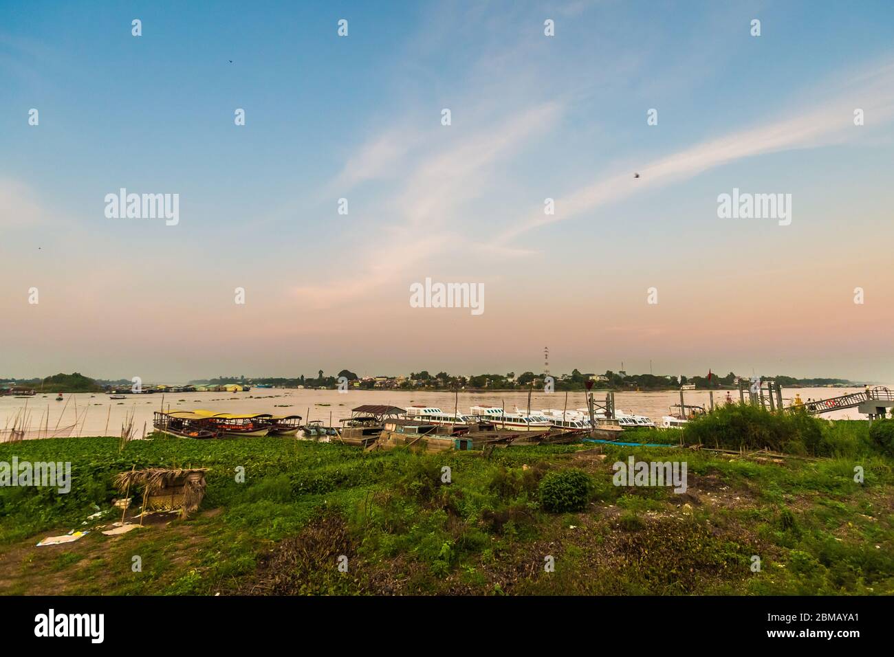 Summer cityscape in tropical Chau Doc, heart of Mekong Delta, Vietnam ...