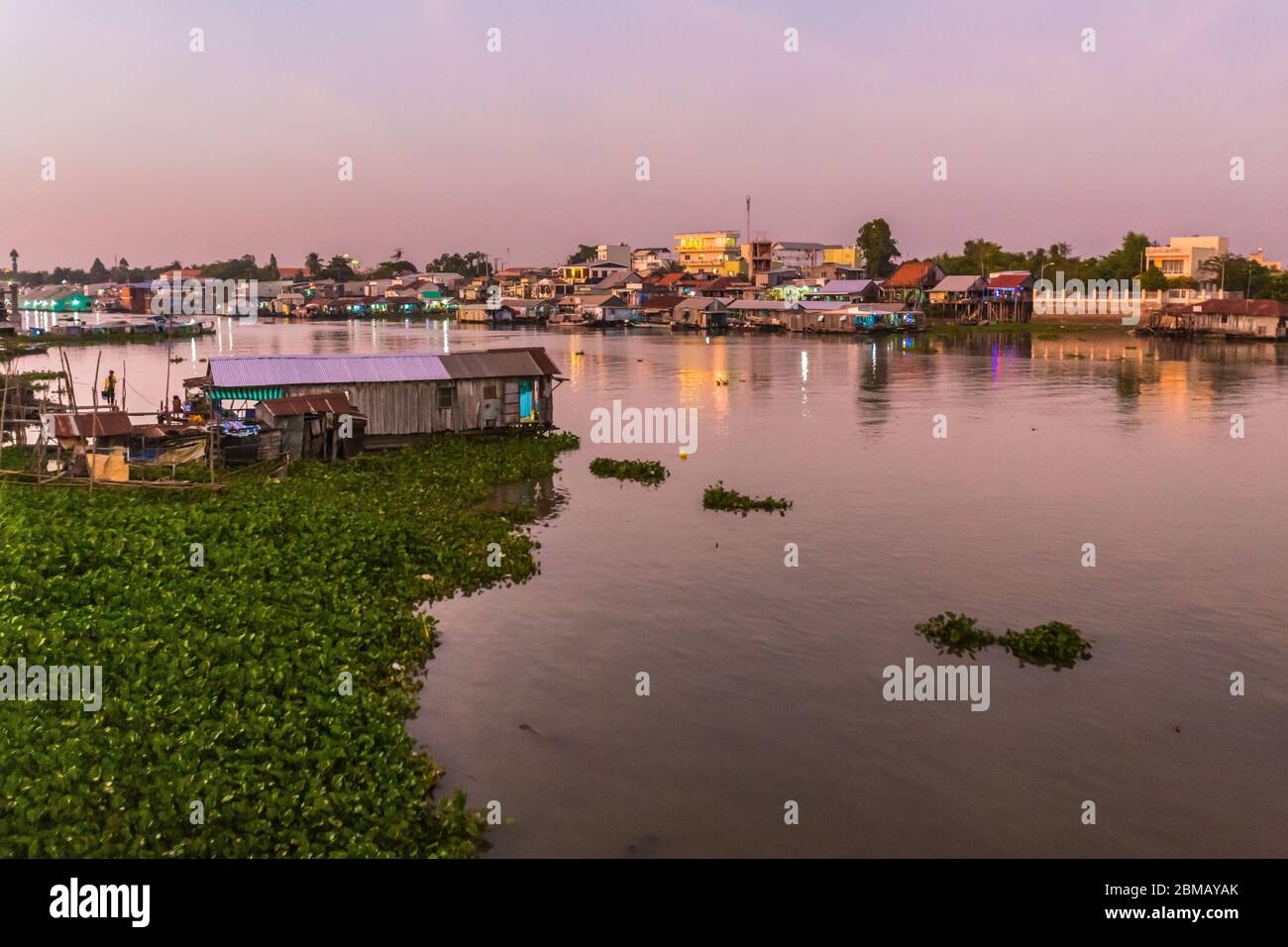 Summer sunset in tropical Chau Doc, heart of Mekong Delta, Vietnam ...