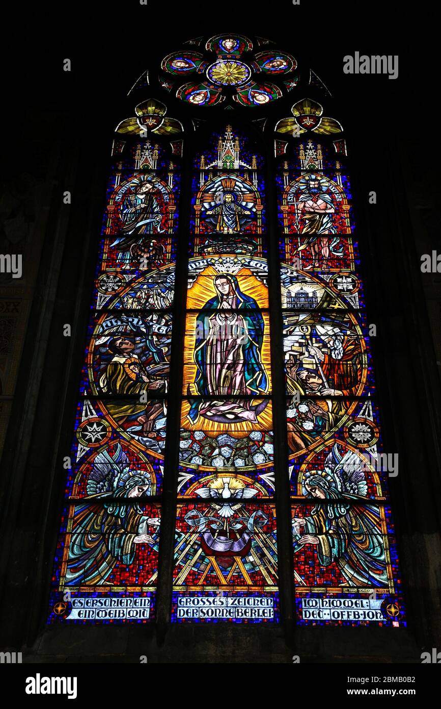 VIENNA, AUSTRIA - SEPTEMBER 9, 2011: Votive Church stained glass in ...