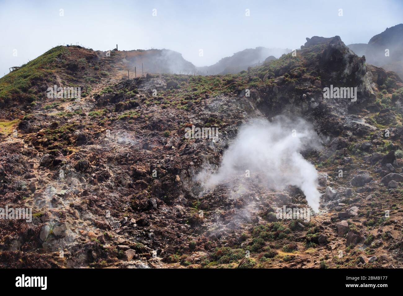 Volcano La Soufriere crater in Guadeloupe. Natural landmark active ...