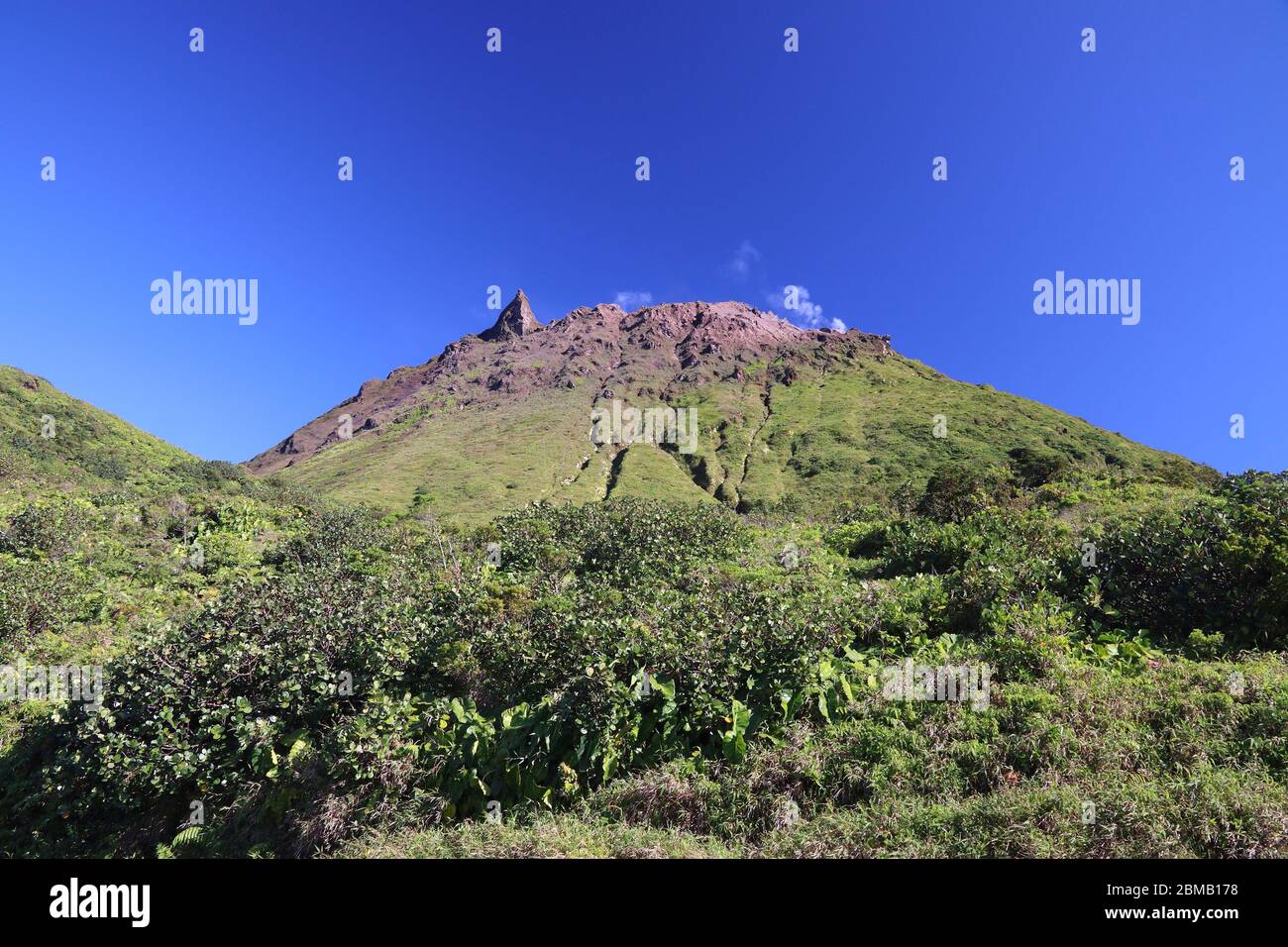 Volcano La Soufriere in Guadeloupe. Natural landmark active volcano ...