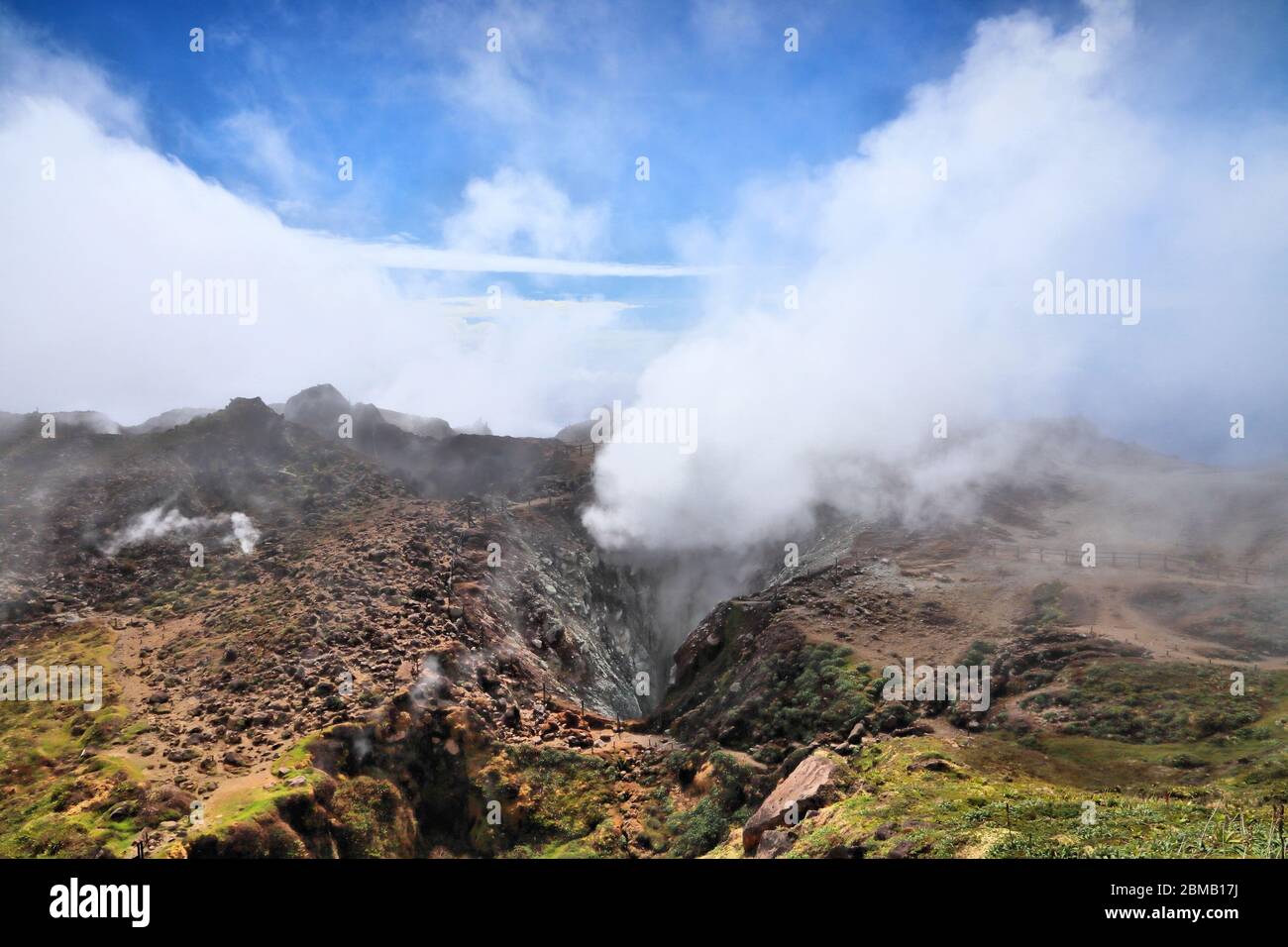 Volcano La Soufriere crater in Guadeloupe. Natural landmark active ...